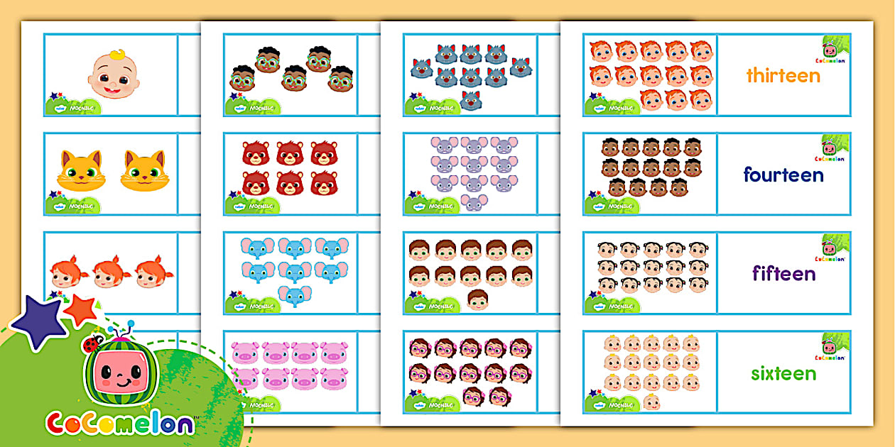FREE! - CoComelon: Numbers 1-20 Word and Picture Matching Cards
