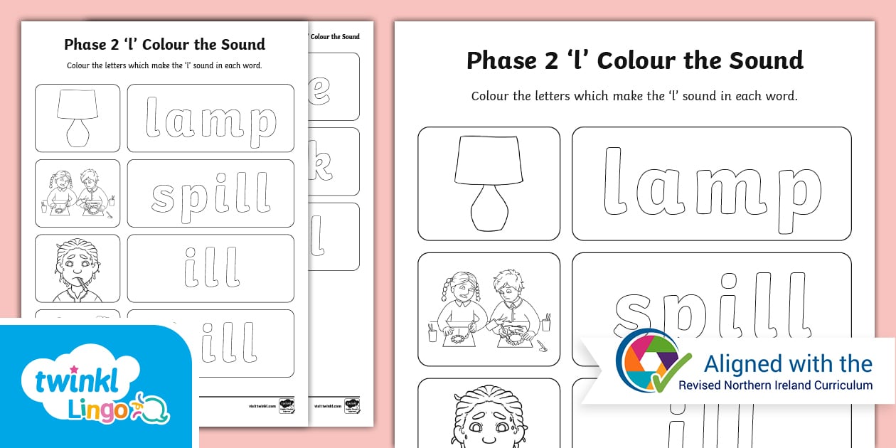 Linguistic Phonics Phase 2 'l' - Colour the Sound - Twinkl