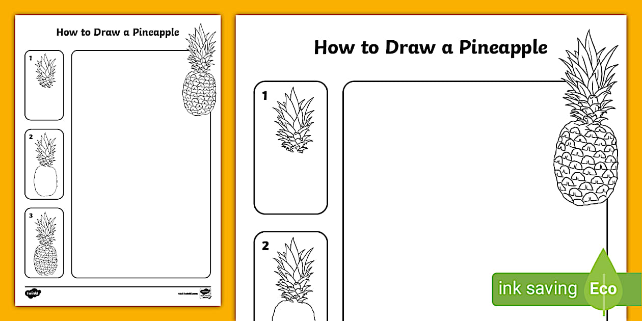 How to Draw a Pineapple Worksheet, Drawing a Pineapple, Art