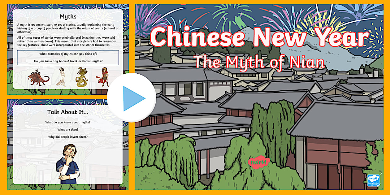 Chinese New Year The Myth of Nian Story PowerPoint - Twinkl