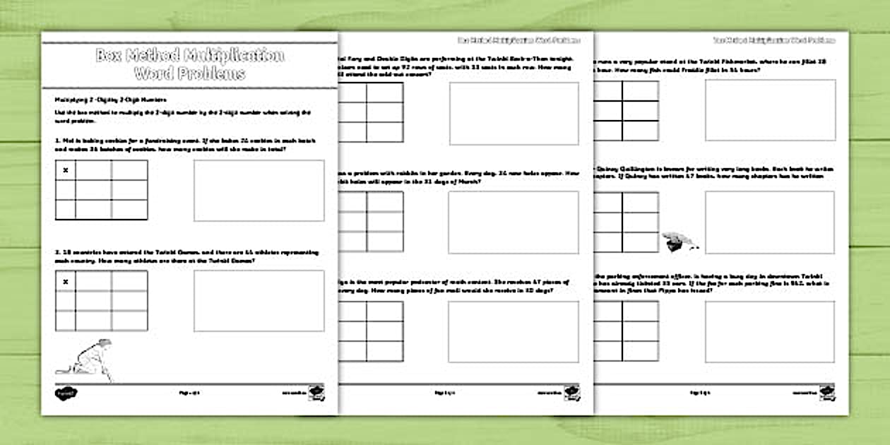 2-Digit by 2-Digit Box Method Multiplication Word Problems