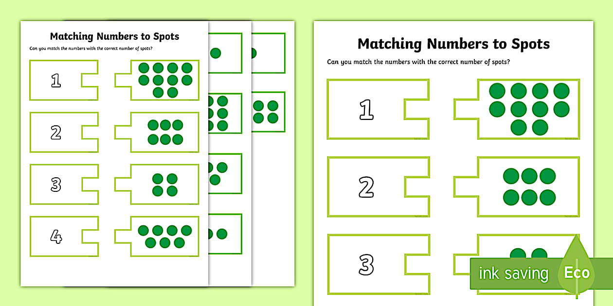 Black and White Matching Numbers to Spots Activity - Twinkl