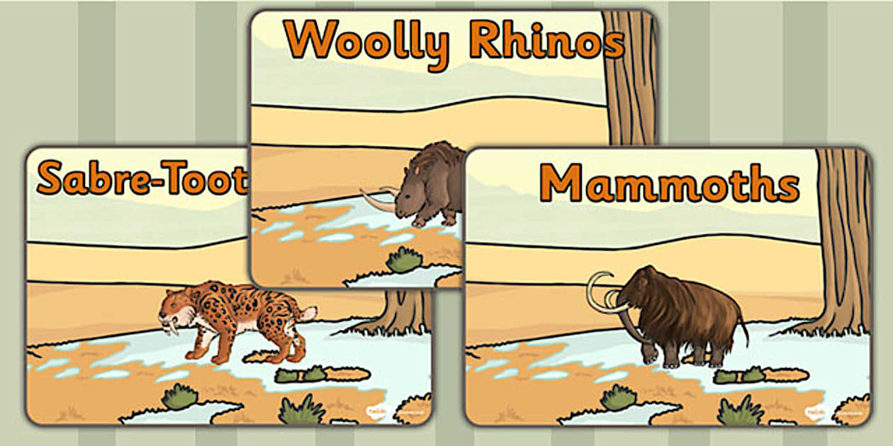 Editable Stone Age Animals Group Signs (teacher made)