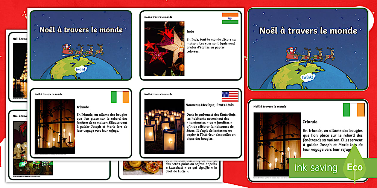 Cartes d'information : Noël à travers le monde - Twinkl