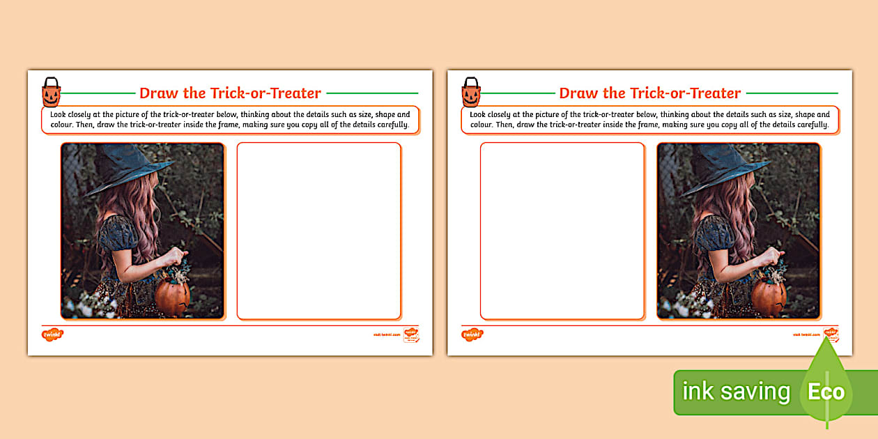 Draw the Trick-or-Treater Art Activity (teacher made)