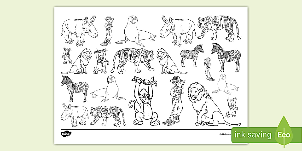 Zoo Doodle Colouring Page (teacher made) - Twinkl