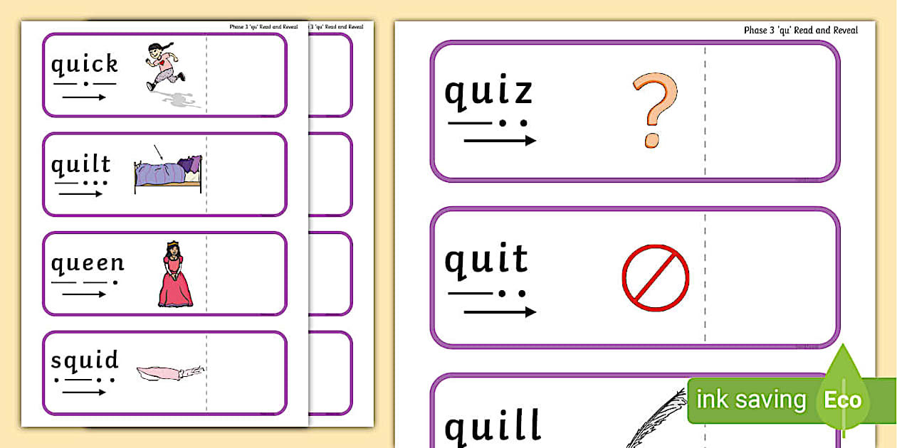 Phase 3 'qu' Read and Reveal Activity (teacher made)