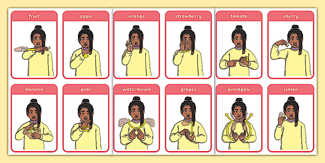 BSL Fruit Flashcards (teacher made) - Twinkl