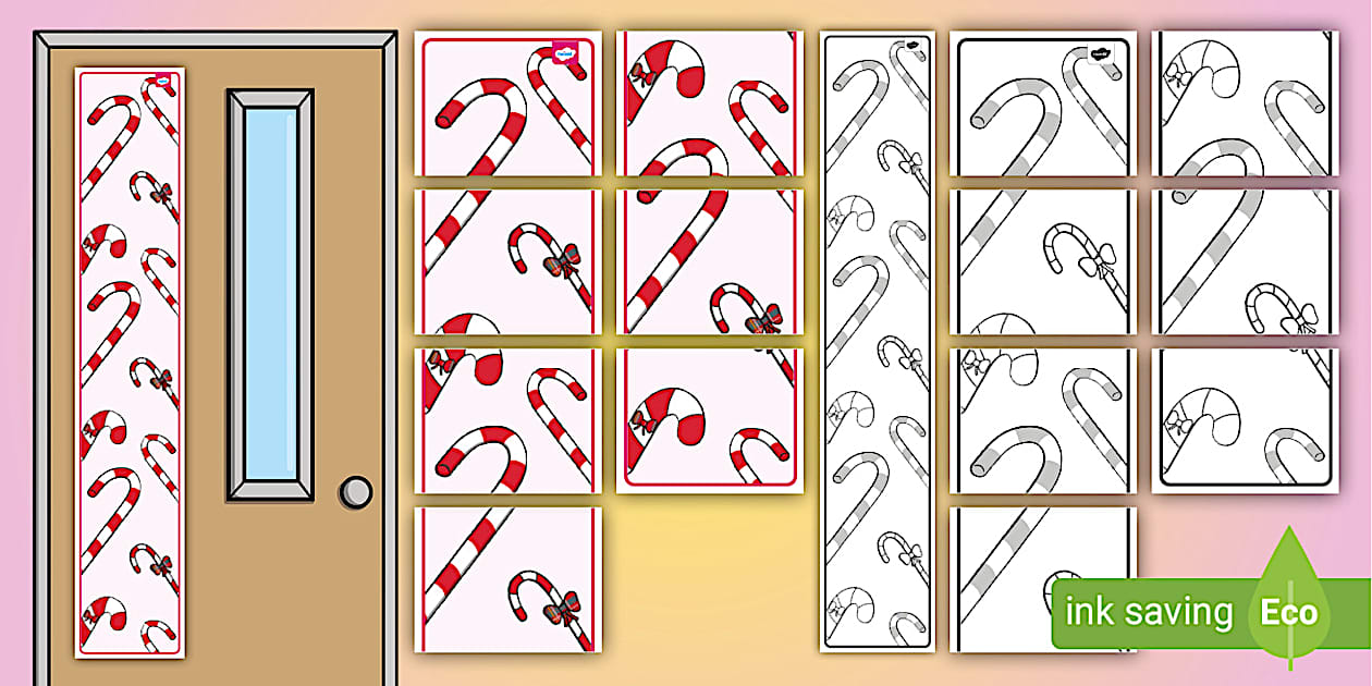 Candy Cane Vertical Door Banner (teacher made) - Twinkl