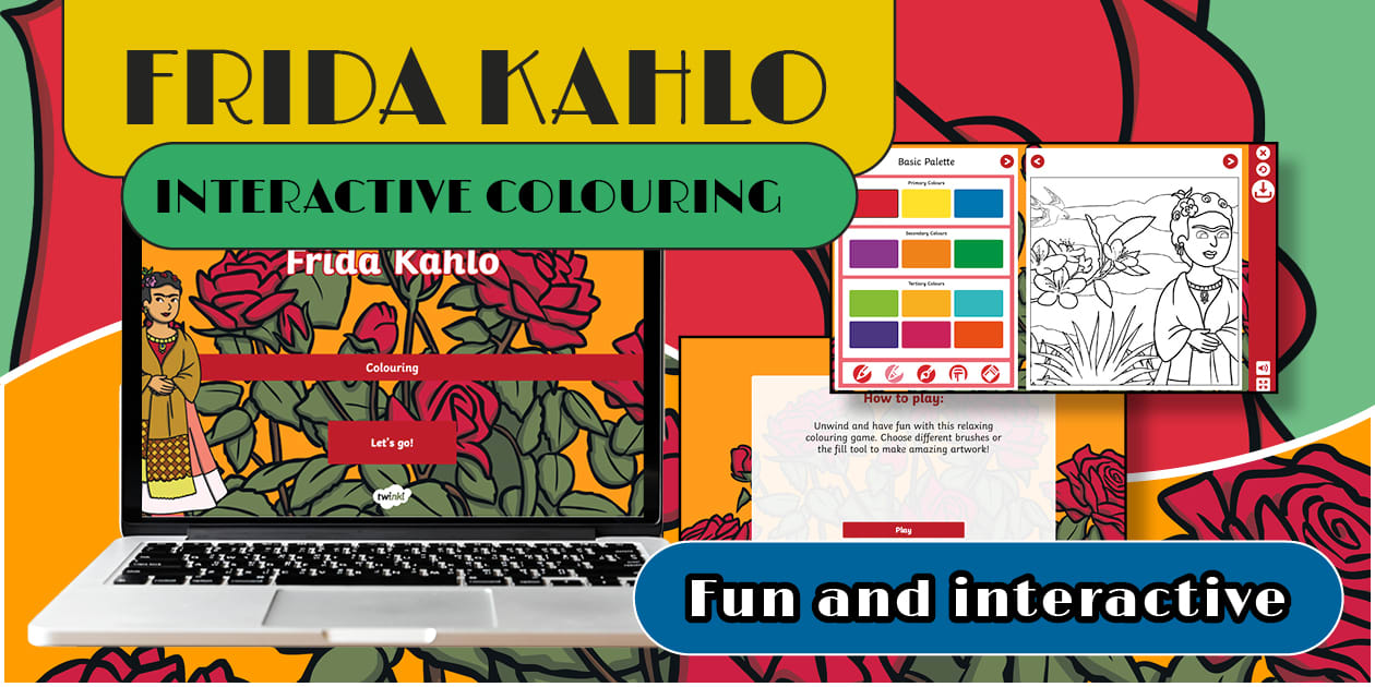 Frida Kahlo Interactive Colouring - Twinkl
