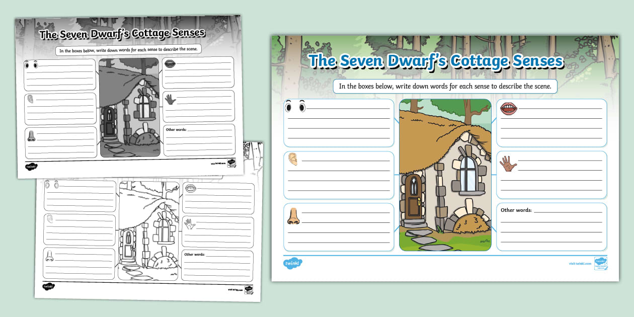 The Seven Dwarfs' Cottage Senses Mind Map (teacher made)