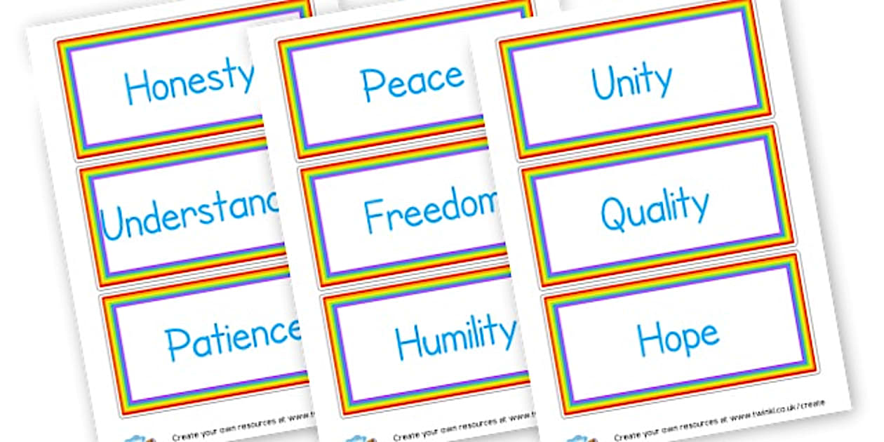 Values Word Cards for KS1 - Teaching Resources - Twinkl