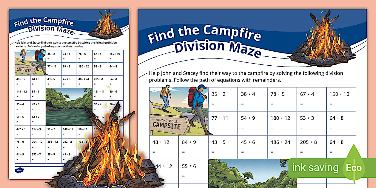 Find the Campfire Division Maze (teacher made) - Twinkl