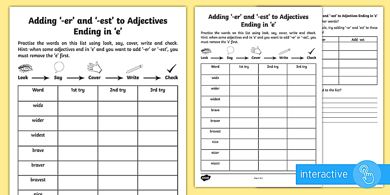 '-er' '-est' to Adjectives Ending in ‘e’ | Ages 6 - 7