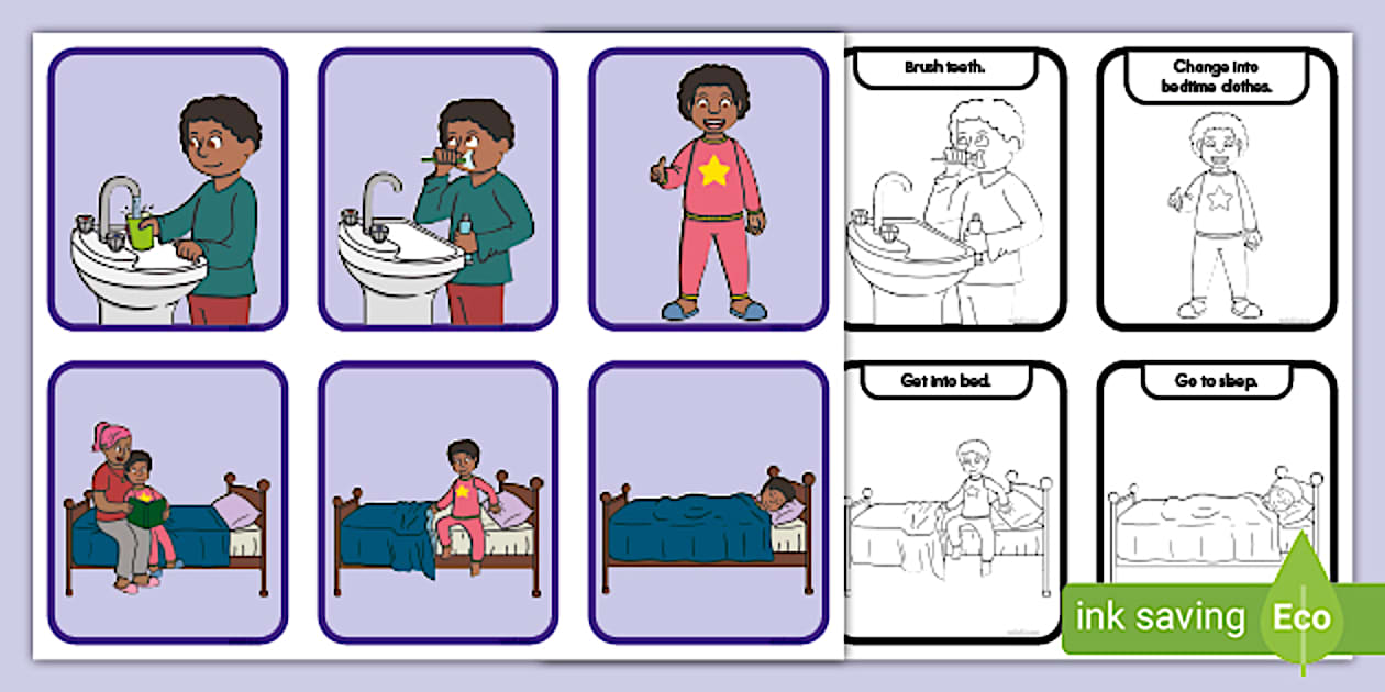 Getting Ready for Bed Multi-Step Sequencing Cards - Twinkl