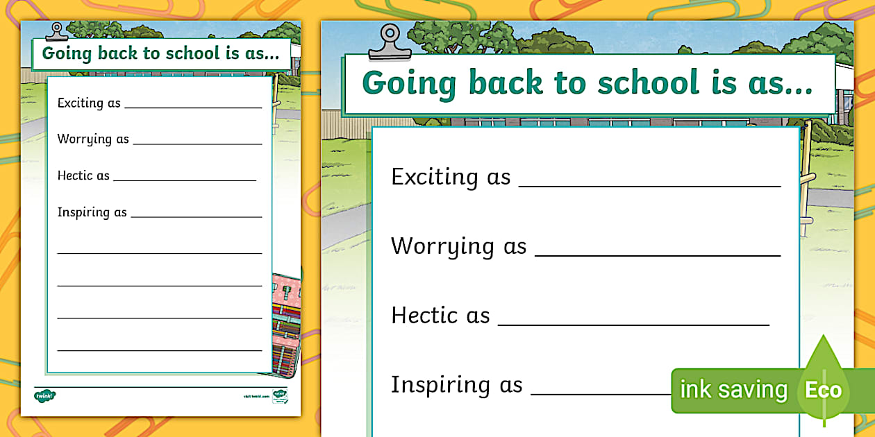 Going Back to School Simile Poem Template (teacher made)