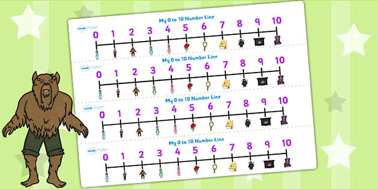 Beauty and the Beast Number Lines 0 10 - Twinkl
