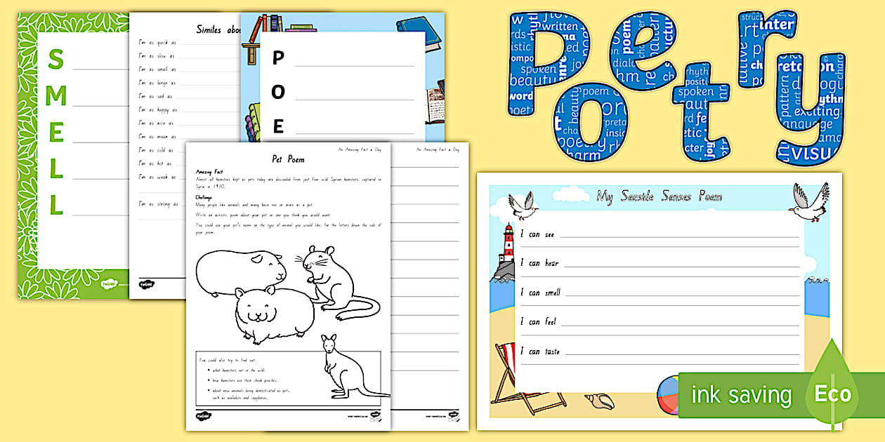 Reliever's Poetry Writing Activity Pack (teacher made)