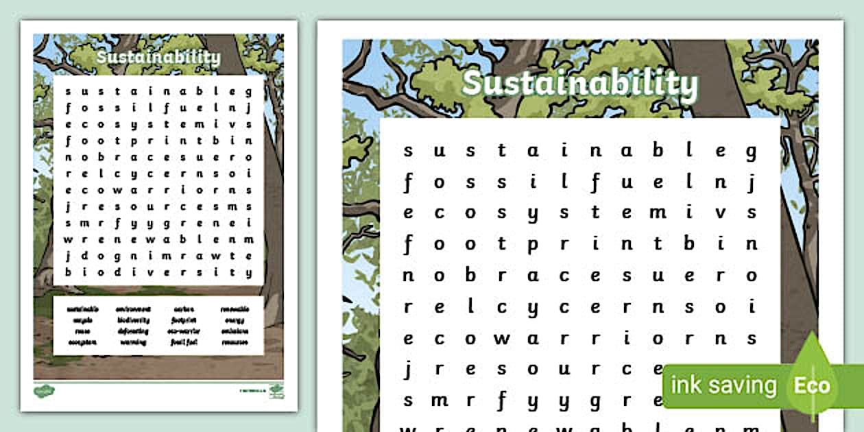 Sustainability Word Search - Primary Resources - Twinkl