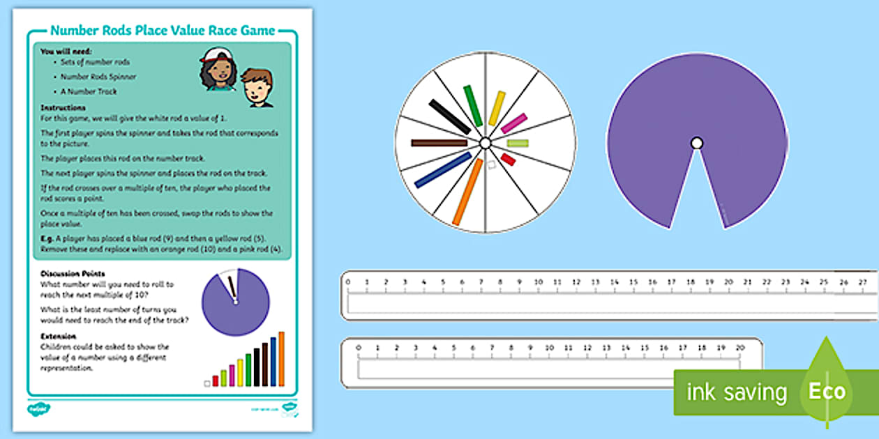 KS1 Number Rods Place Value Board Game (teacher made)