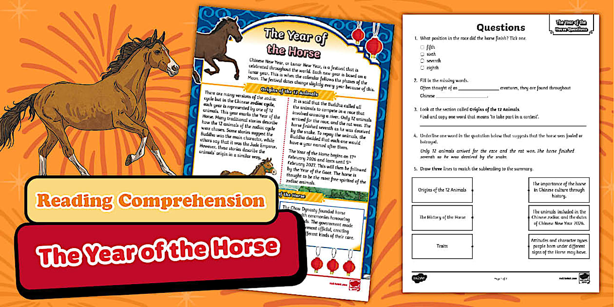 LKS2 Year of the Horse Reading Comprehension Activity