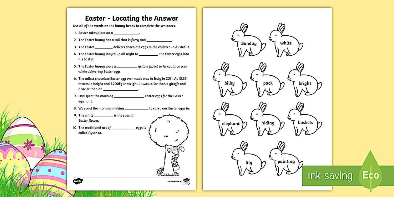 Easter - Locating The Answers Activity (teacher made)