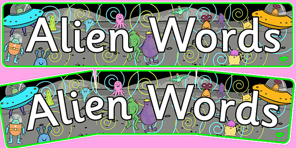 Cursive Alien Words Display Banner (teacher made) - Twinkl
