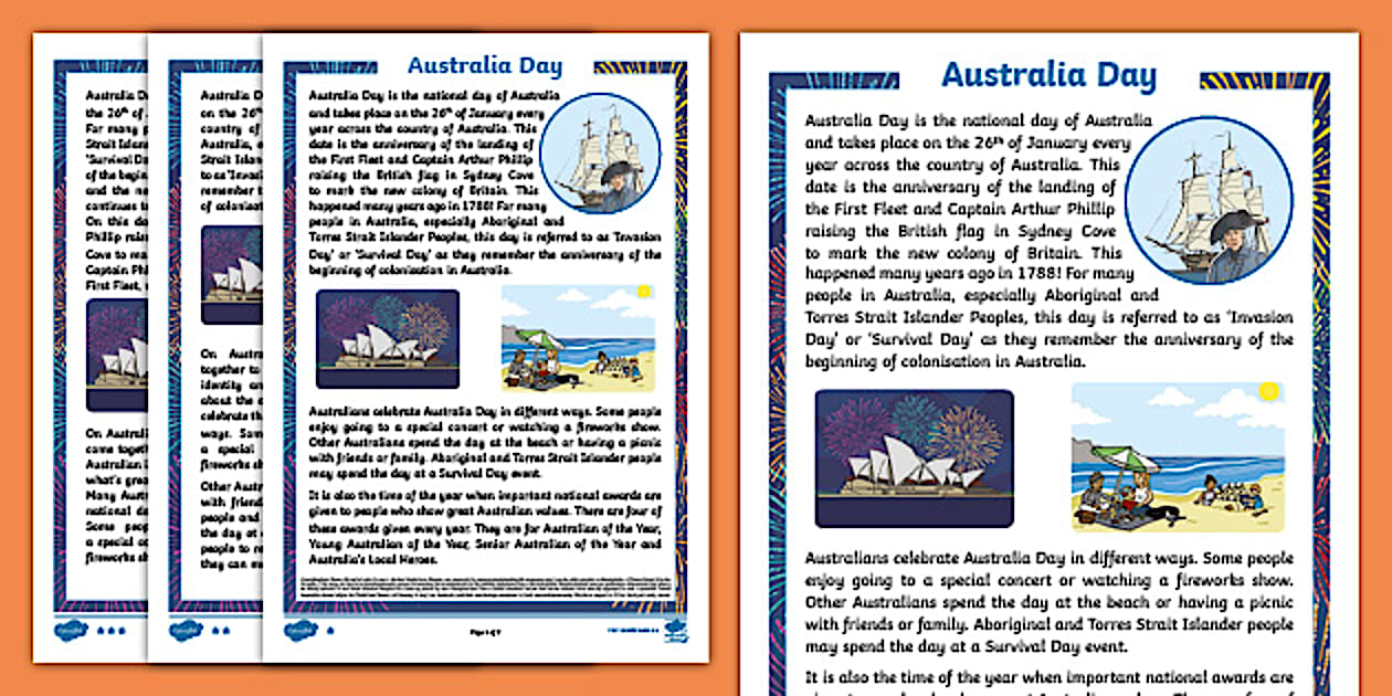 Australia Day Differentiated Reading Comprehension Activity