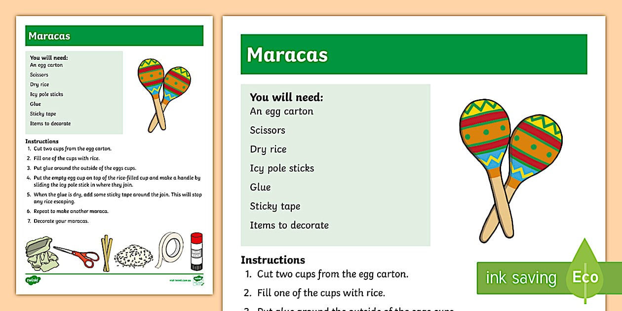Maracas Craft Instructions (teacher made) - Twinkl