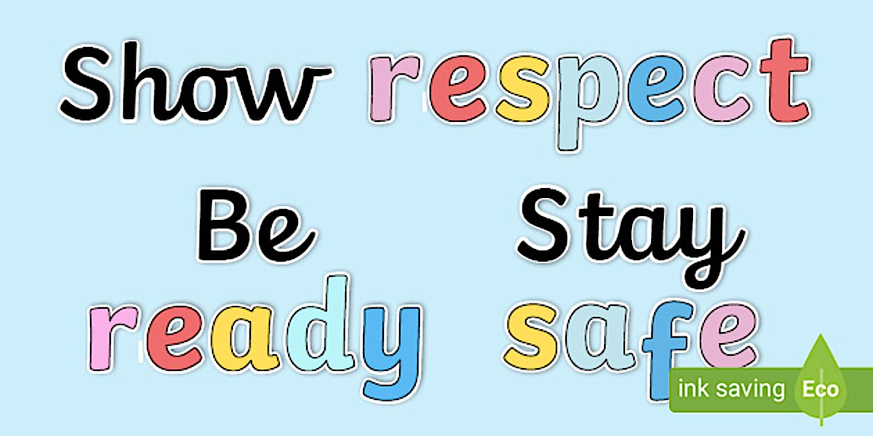 👉 Be Ready, Show Respect, Stay Safe Display Lettering