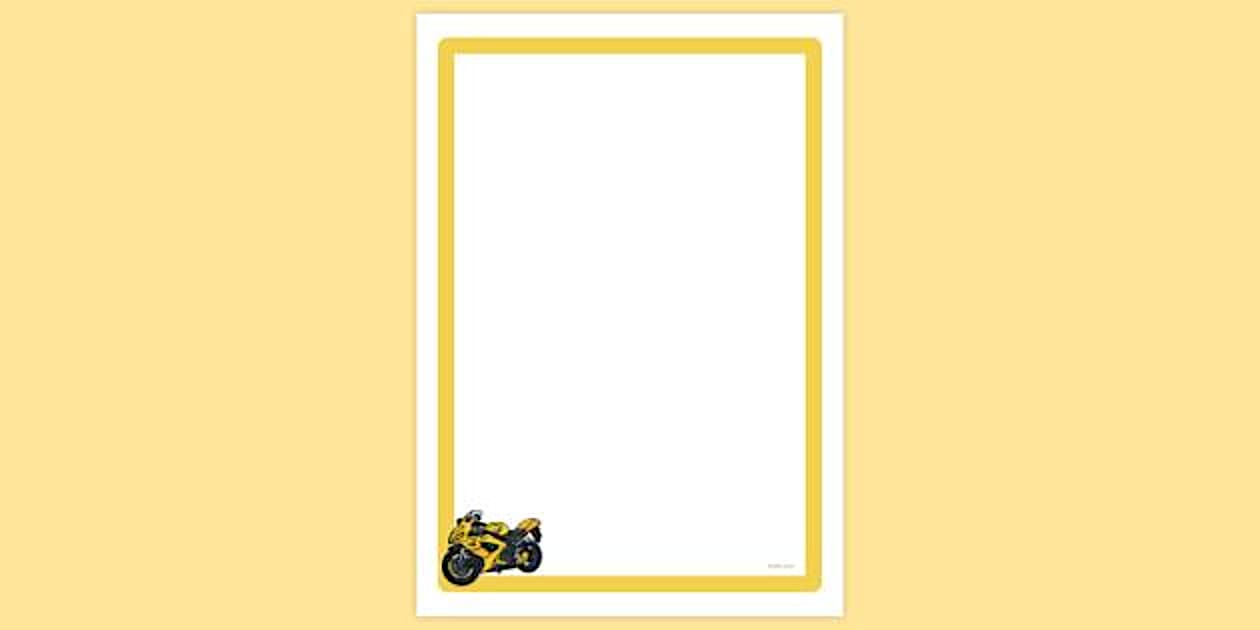 Simple Blank Motorcycle Page Border | Page Borders | Twinkl