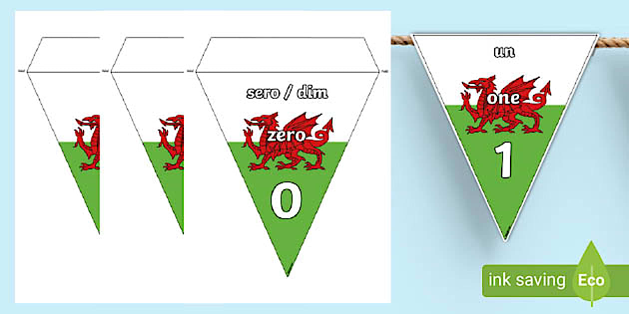 English and Welsh Numbers 0-30 Bunting | Twinkl Resources