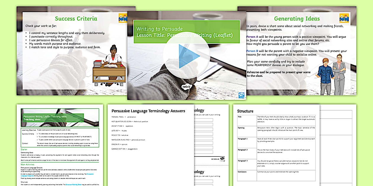 Persuasive Writing (Leaflet) Lesson Pack (teacher made)