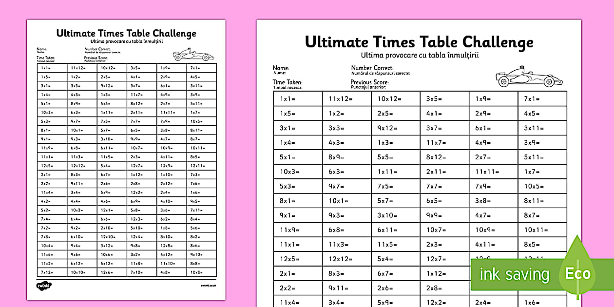 KS2 Ultimate Times Tables Challenge English/Romanian
