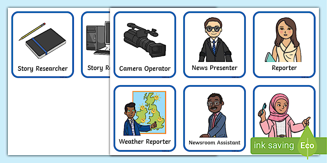 Editable Newsroom Role Play Badges (Hecho por educadores)