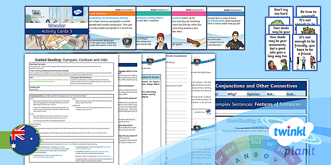 Year 6 Reading 3 to Support Teaching on Wonder R J Palacio