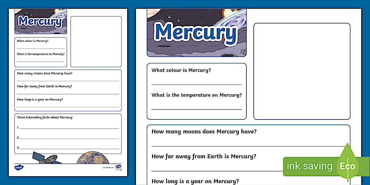 Mercury Facts Worksheet (teacher made) - Twinkl