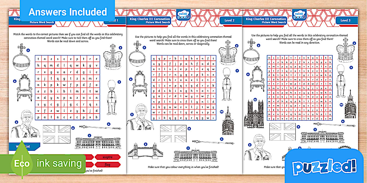 King Charles III Coronation Word Search - Twinkl Puzzled