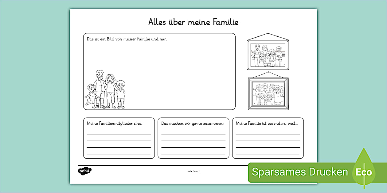 Meine Familie - Arbeitsblatt (teacher made) - Twinkl