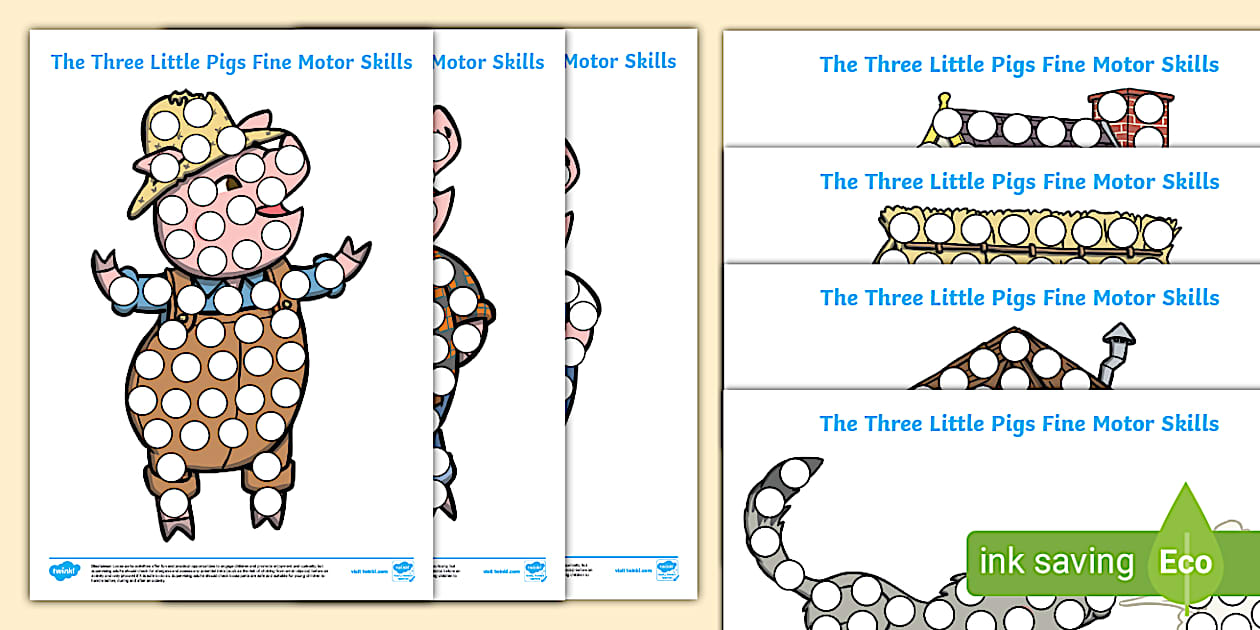 Three Little Pigs Button Placing Fine Motor Skills Activity