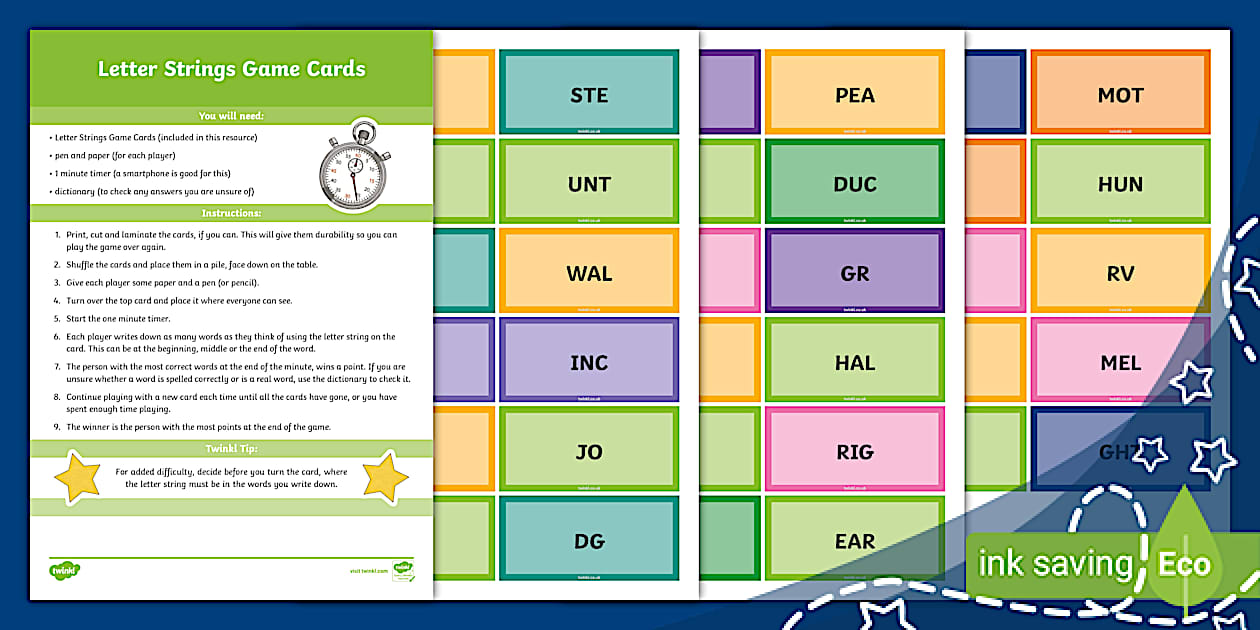Letter Strings Game Cards (teacher made) - Twinkl