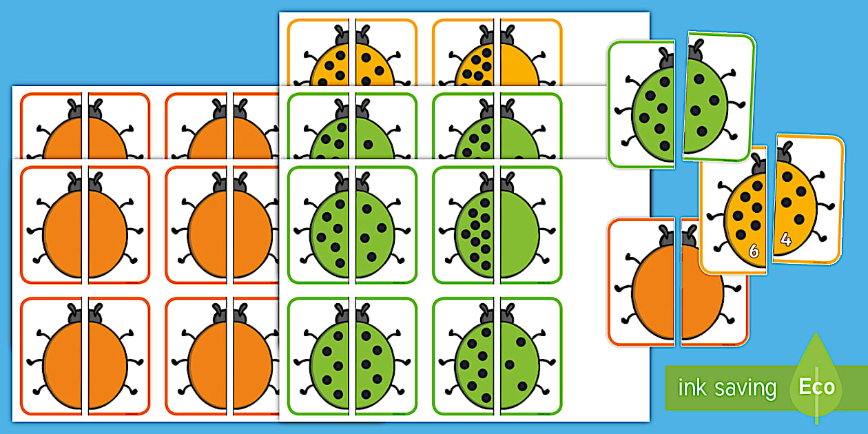 Black and White Ladybird Number Bonds to 10 Cards - Twinkl
