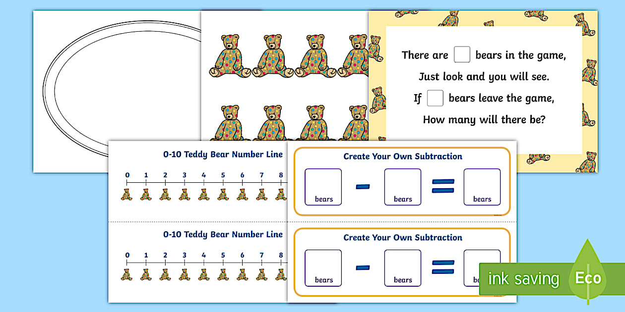 Spotty Bear Subtraction Game Worksheet / Worksheets - Twinkl
