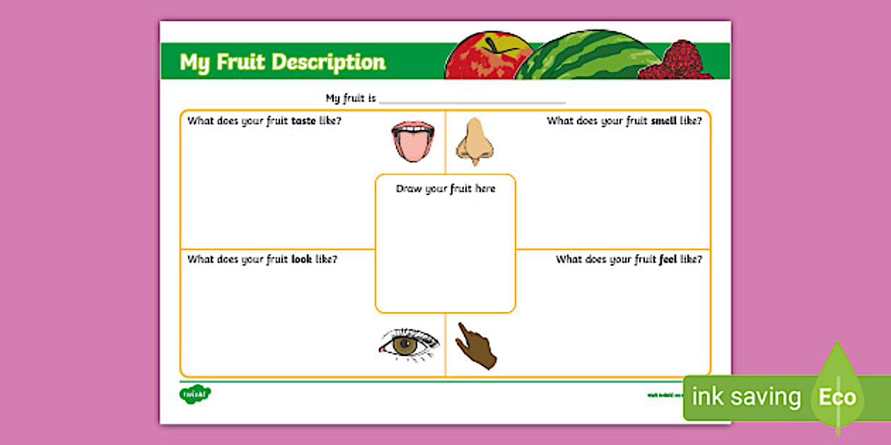 Editable My Fruit Description Worksheet (teacher made)