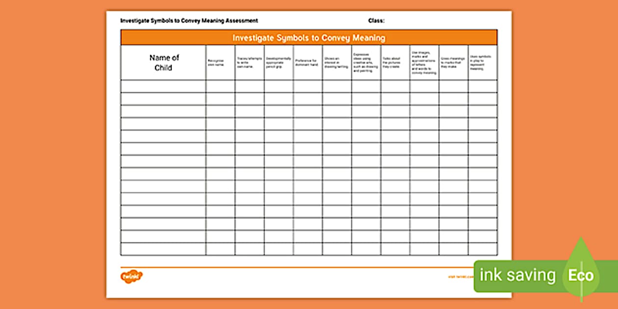 Editable Investigate Symbols to Convey Meaning EYLF Assessment Tracker