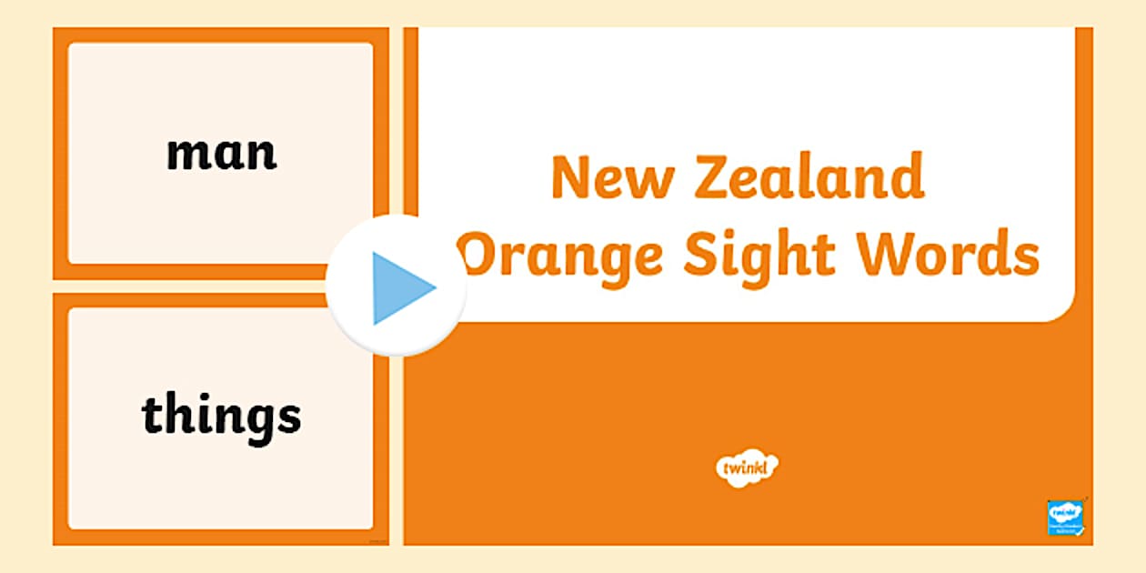New Zealand Orange Reading Sight Words PowerPoint - Twinkl