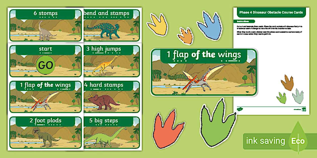 Phase 4 Dinosaur Obstacle Course Cards (teacher made)