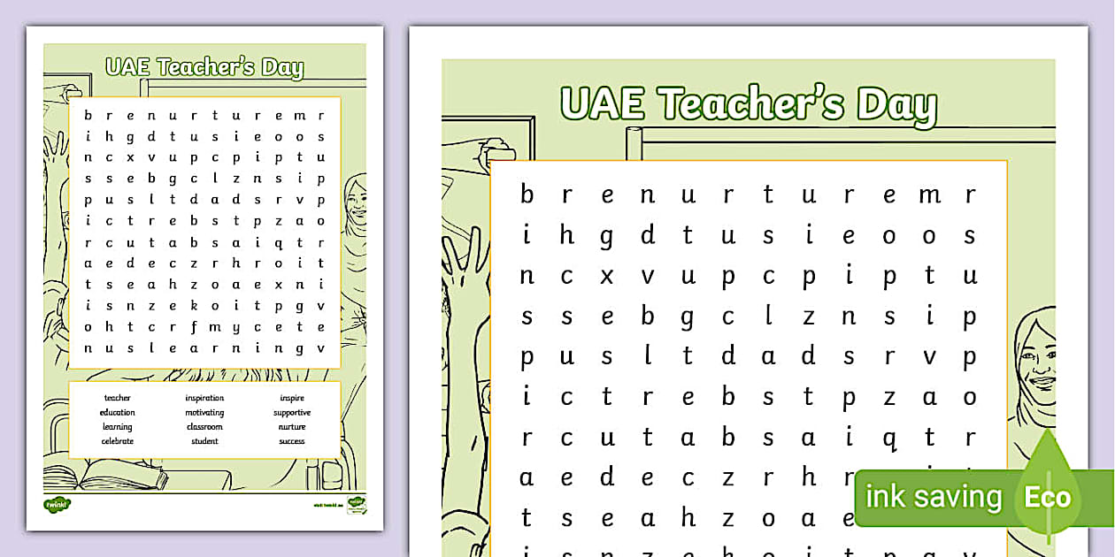 UAE Teacher's Day Word Search (teacher made) - Twinkl
