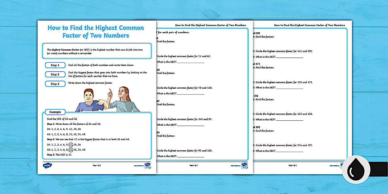 Greatest Common Factor and Least Common Multiple Worksheet