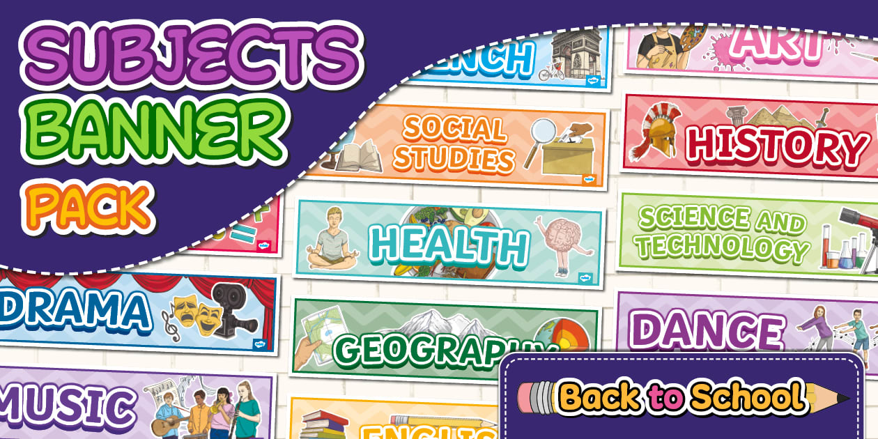 Subjects Banner Pack - English Classroom Banners - Twinkl